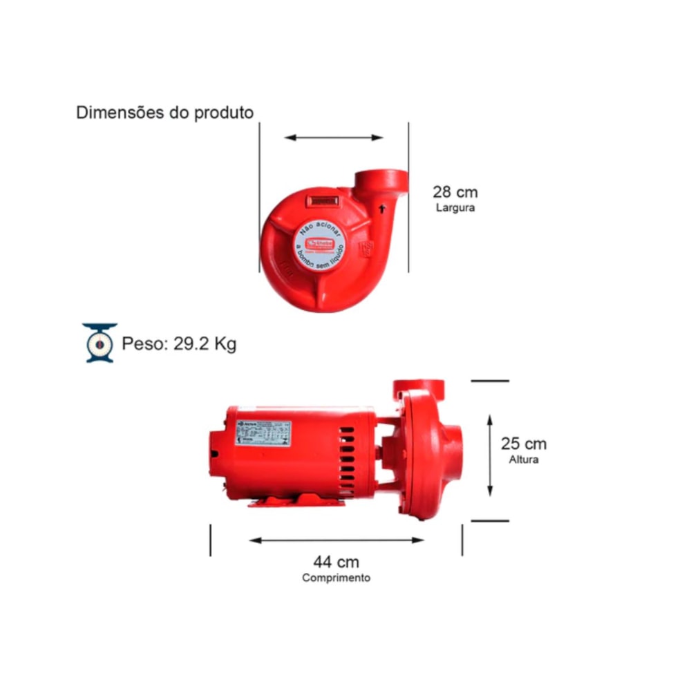Bomba Vermelha THSI-18 3 CV Trifásica IP21 IR3 RT128 - Thebe - Loja ...
