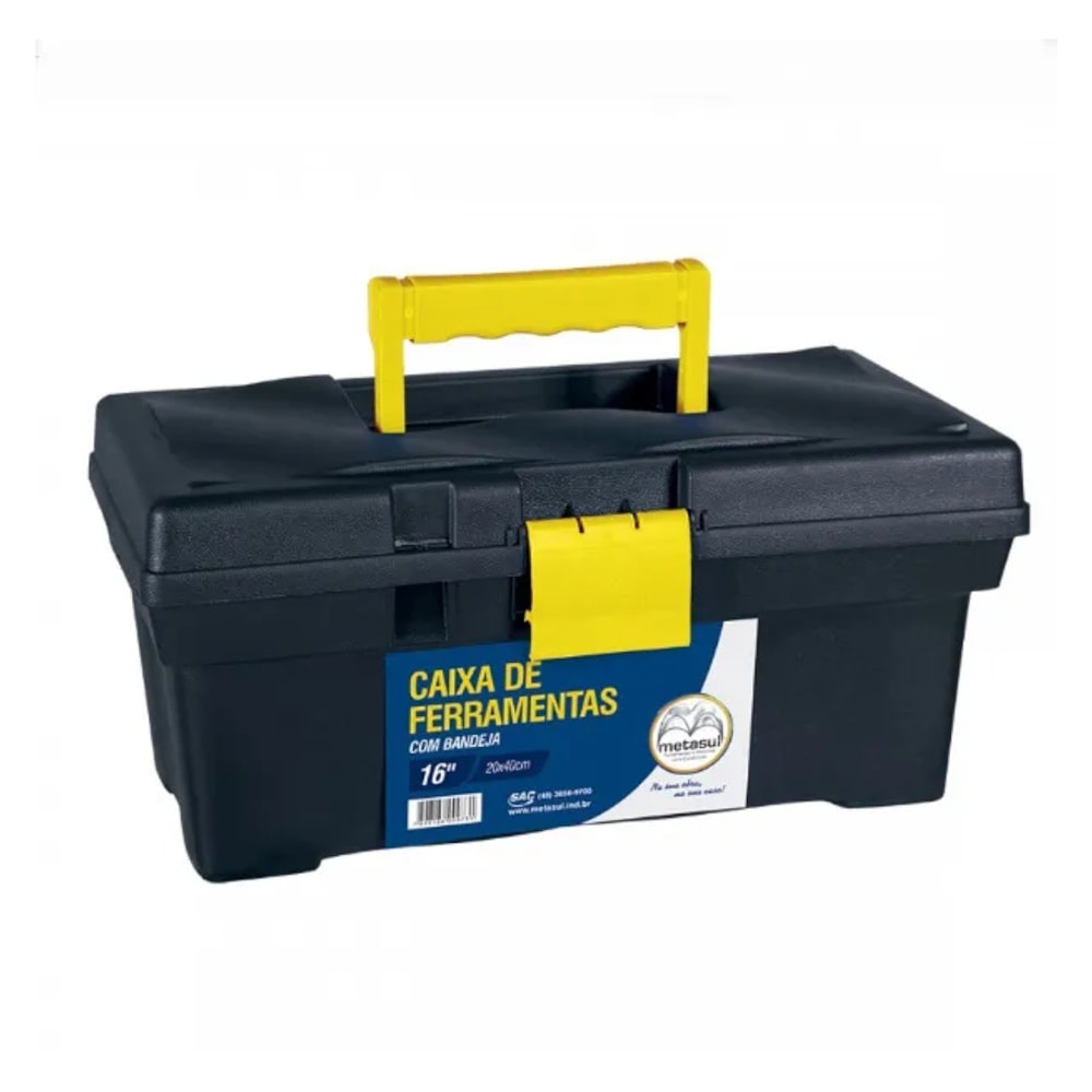 Caixa de Ferramentas 16 Polegadas Preta Metasul - Loja Agrometal
