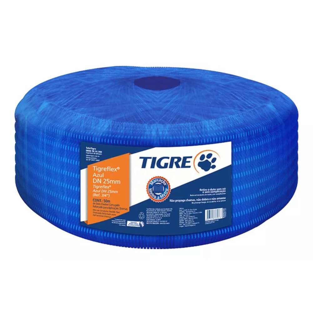 Conduíte Corrugado PVC AZ Telecom 3/4" RL 50m Tigre - Loja Agrometal