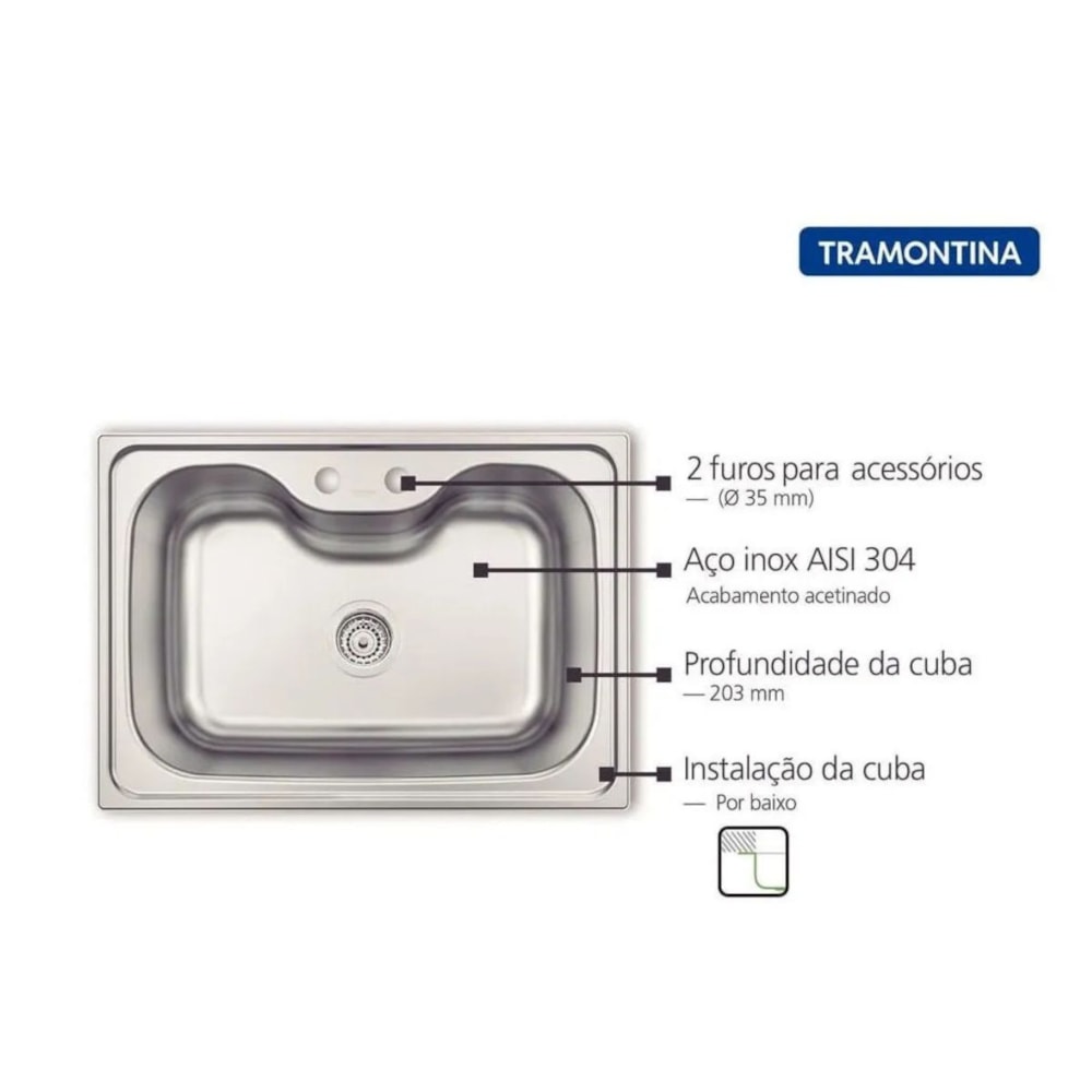 Cuba Morgana Undermount Aço Inox C/Valv 93806/192 Tramontina - Loja ...