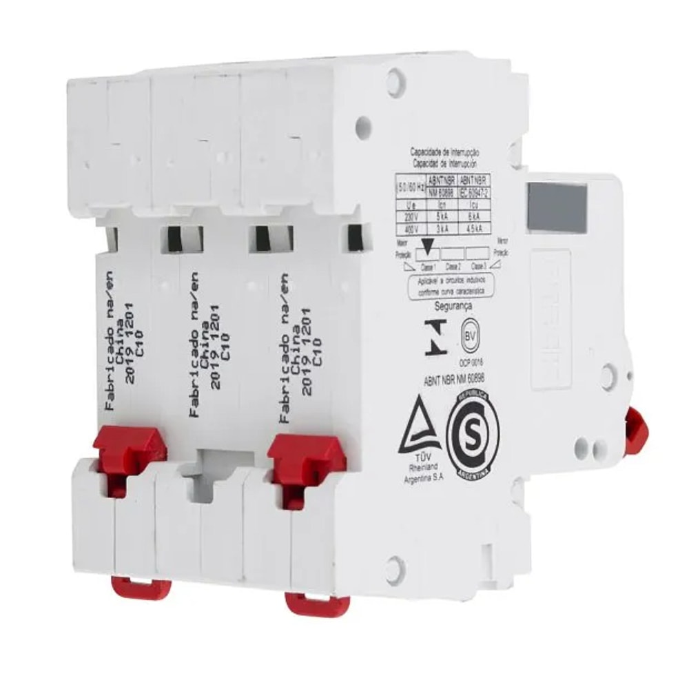 Disjuntor 3P 10A Curva C 3Ka com Alavanca Articulada Steck - Loja Agrometal