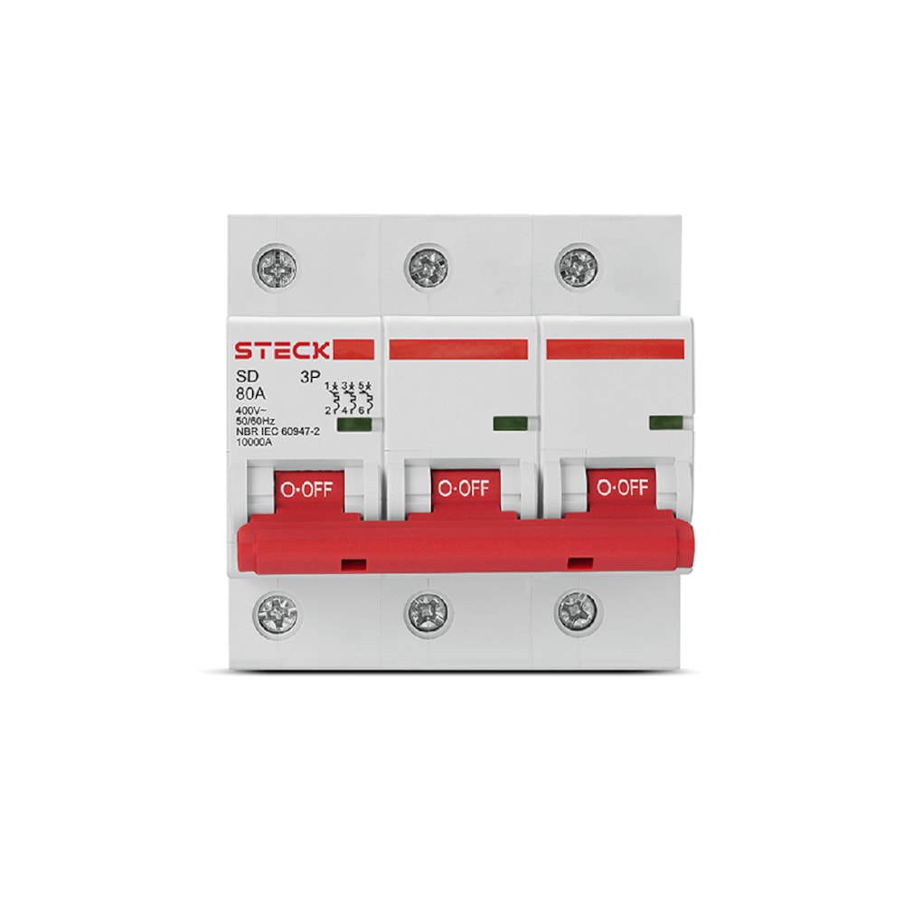 Disjuntor Tripolar 80A 3P Curva C 10kA Steck SDD3C80 - Loja Agrometal