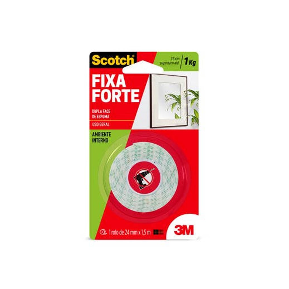 Fita Dupla Face Fixa Forte Banheiro 24 mm x 1,5 m 3M - Loja Agrometal