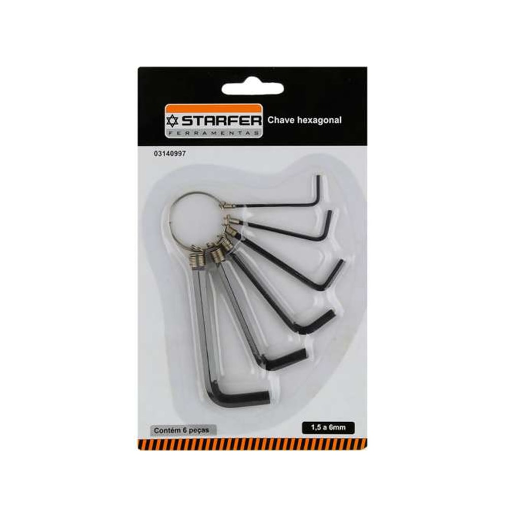 Jogo De Chave Hexagonal 1,5 a 6mm Com 6 Peças 3140997 Starfer - Loja ...