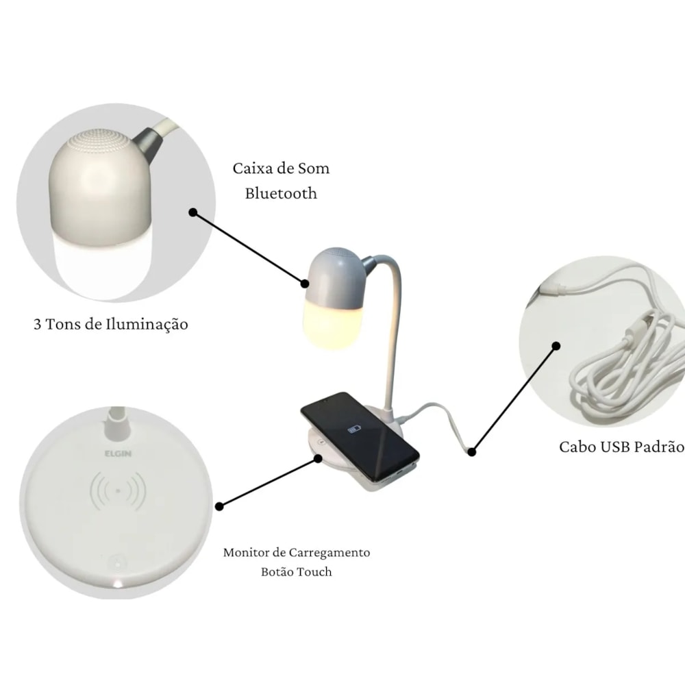 Luminária LED Lumi Play Branca Elgin - Loja Agrometal