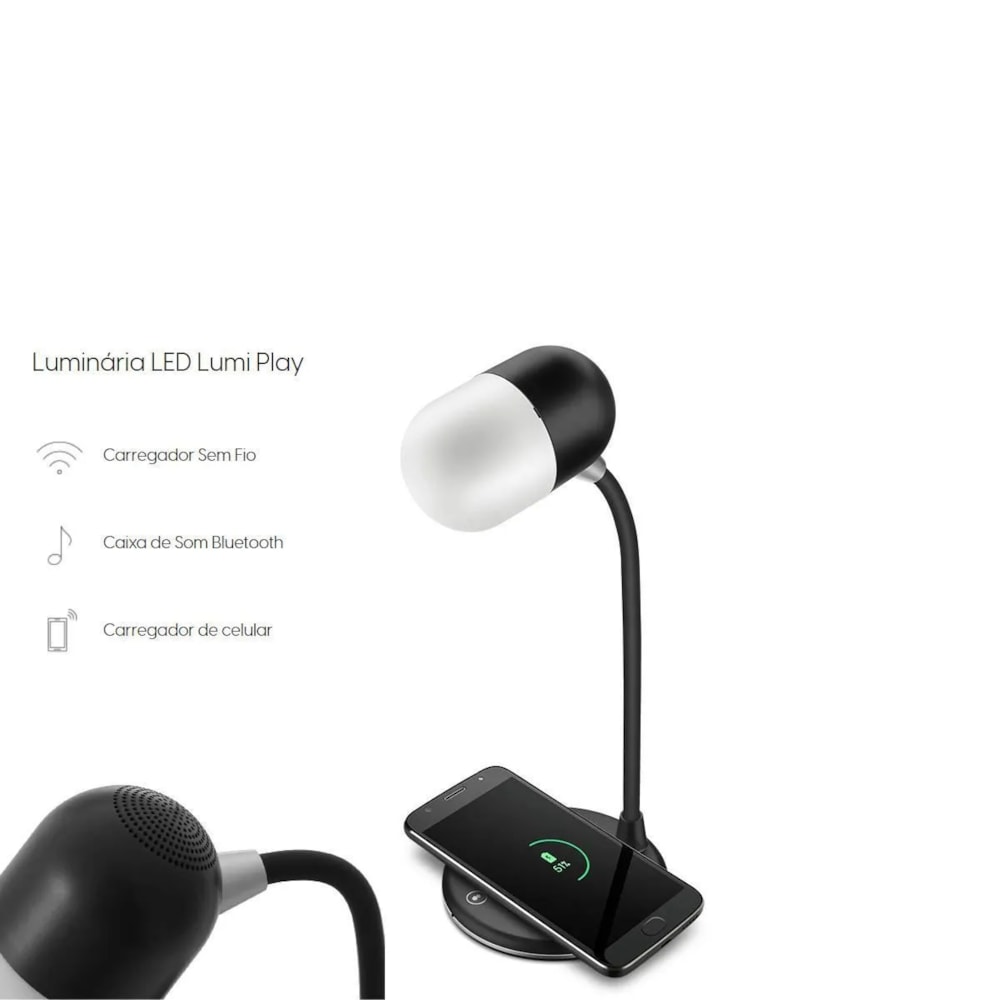 Luminária LED Lumi Play Preta Elgin - Loja Agrometal