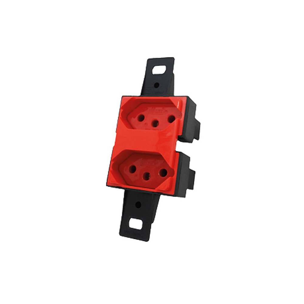 Tomada Dupla para Condulete 2P+T 10A Vermelho - Blux - Referência: 9028-1 - Loja Agrometal